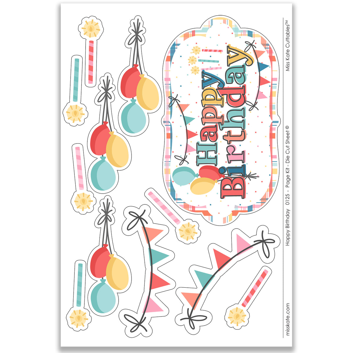 Happy Birthday Scrapbook Page Kit-by Miss Kate Cuttables – MISS KATE