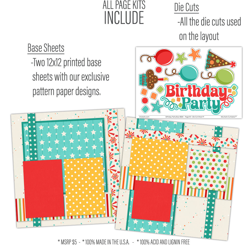 Birthday Party - Scrapbook Page Kit-by Miss Kate Cuttables – MISS KATE