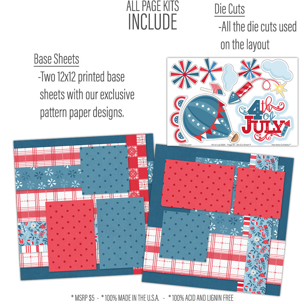 4th of July - Scrapbook Page Kit-by Miss Kate Cuttables – MISS KATE