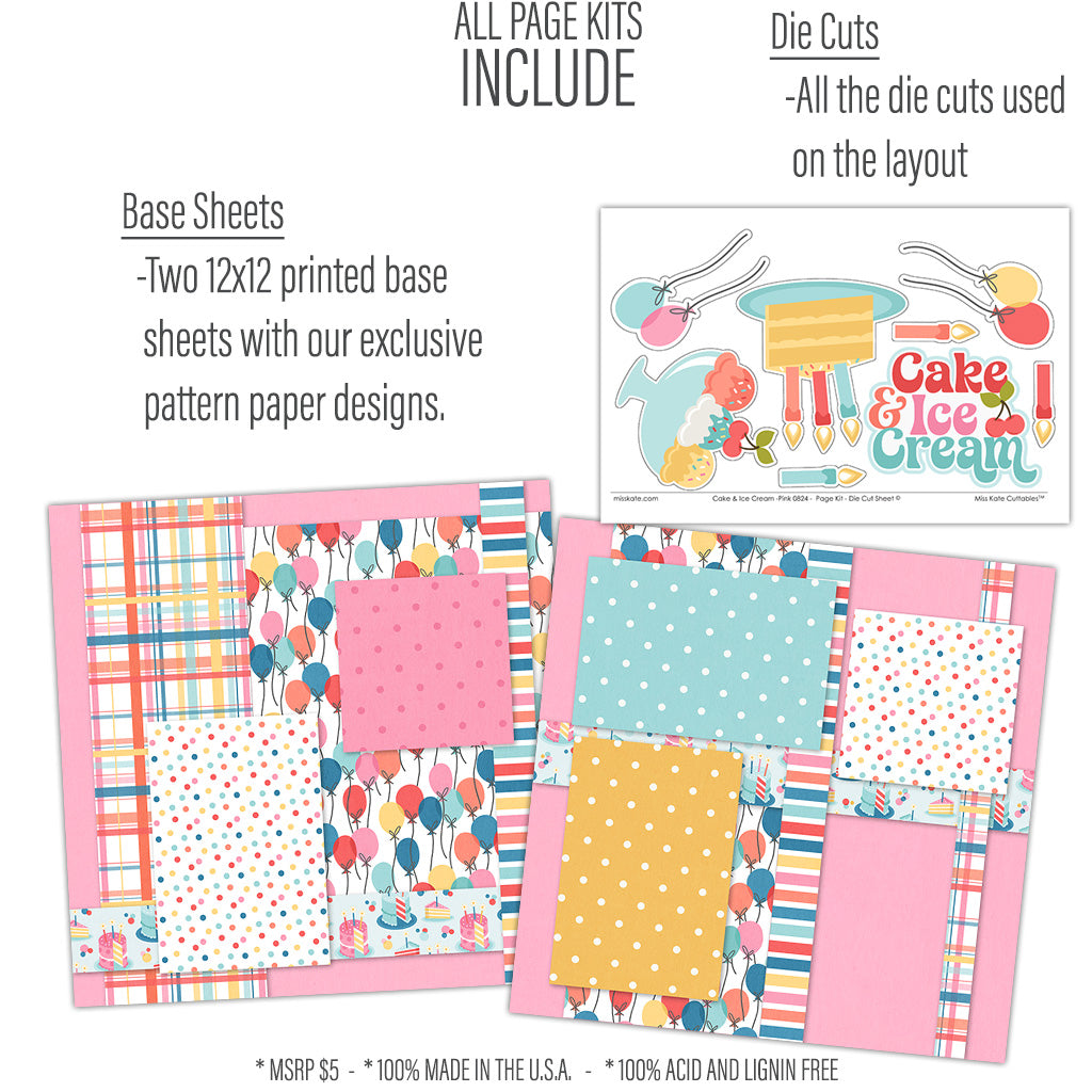 Cake & Ice Cream - Scrapbook Page Kit-by Miss Kate Cuttables – MISS KATE