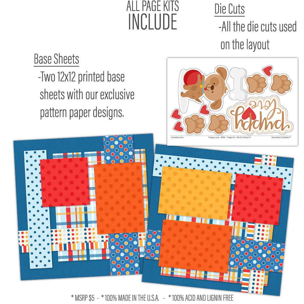Puppy Love - Scrapbook Page Kit-by Miss Kate Cuttables – MISS KATE