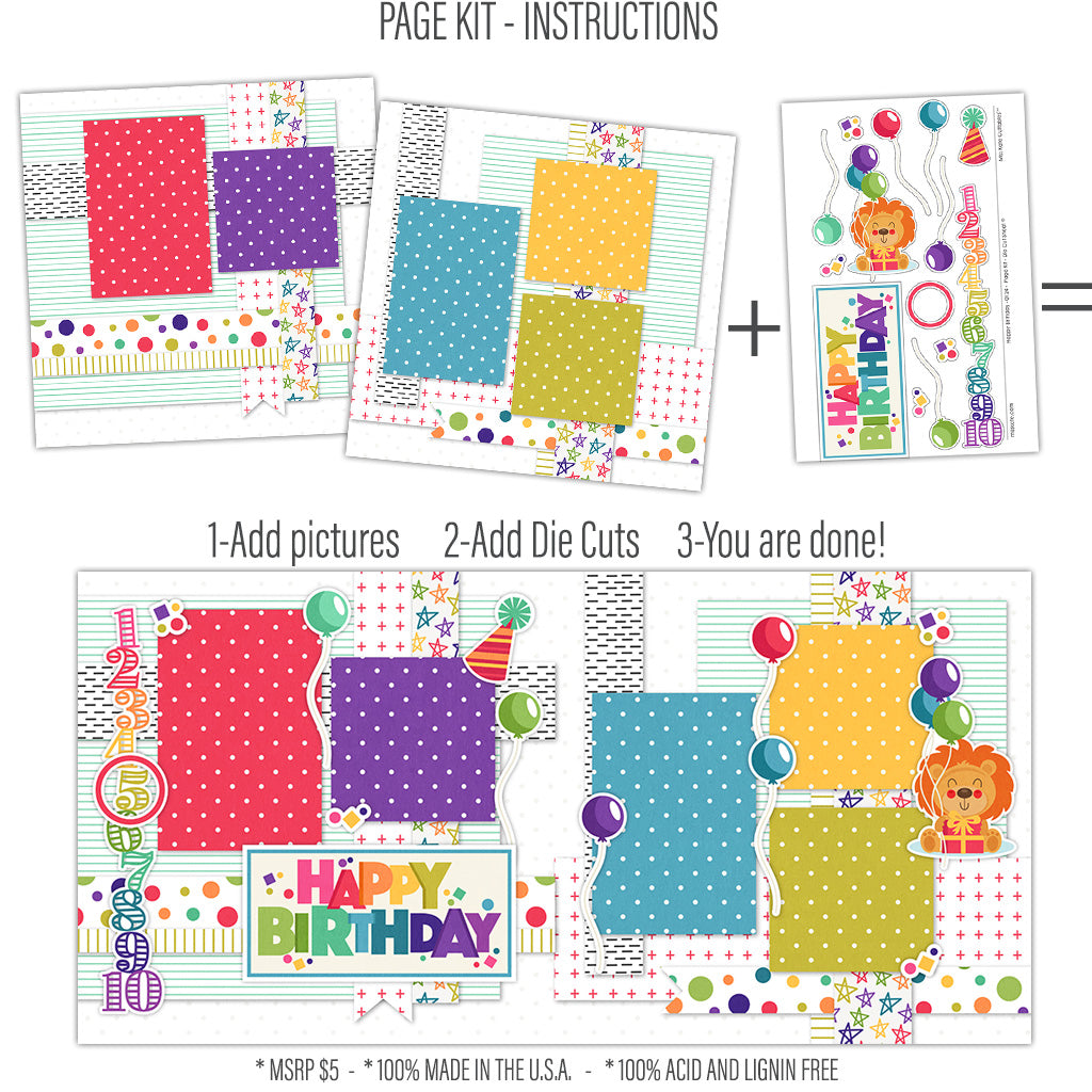 Happy Birthday - Scrapbook Page Kit-by Miss Kate Cuttables – MISS KATE