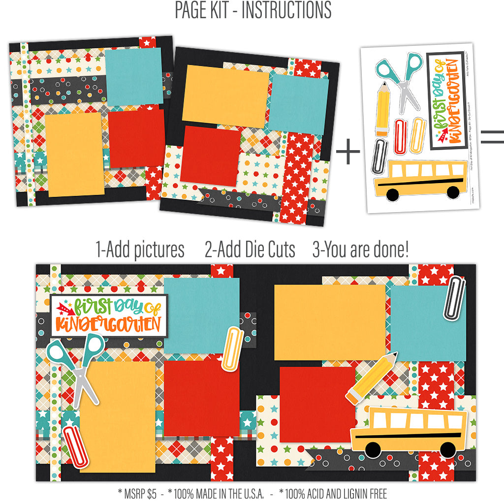 First Day of Kindergarten- Scrapbook Page Kit-by Miss Kate Cuttables ...