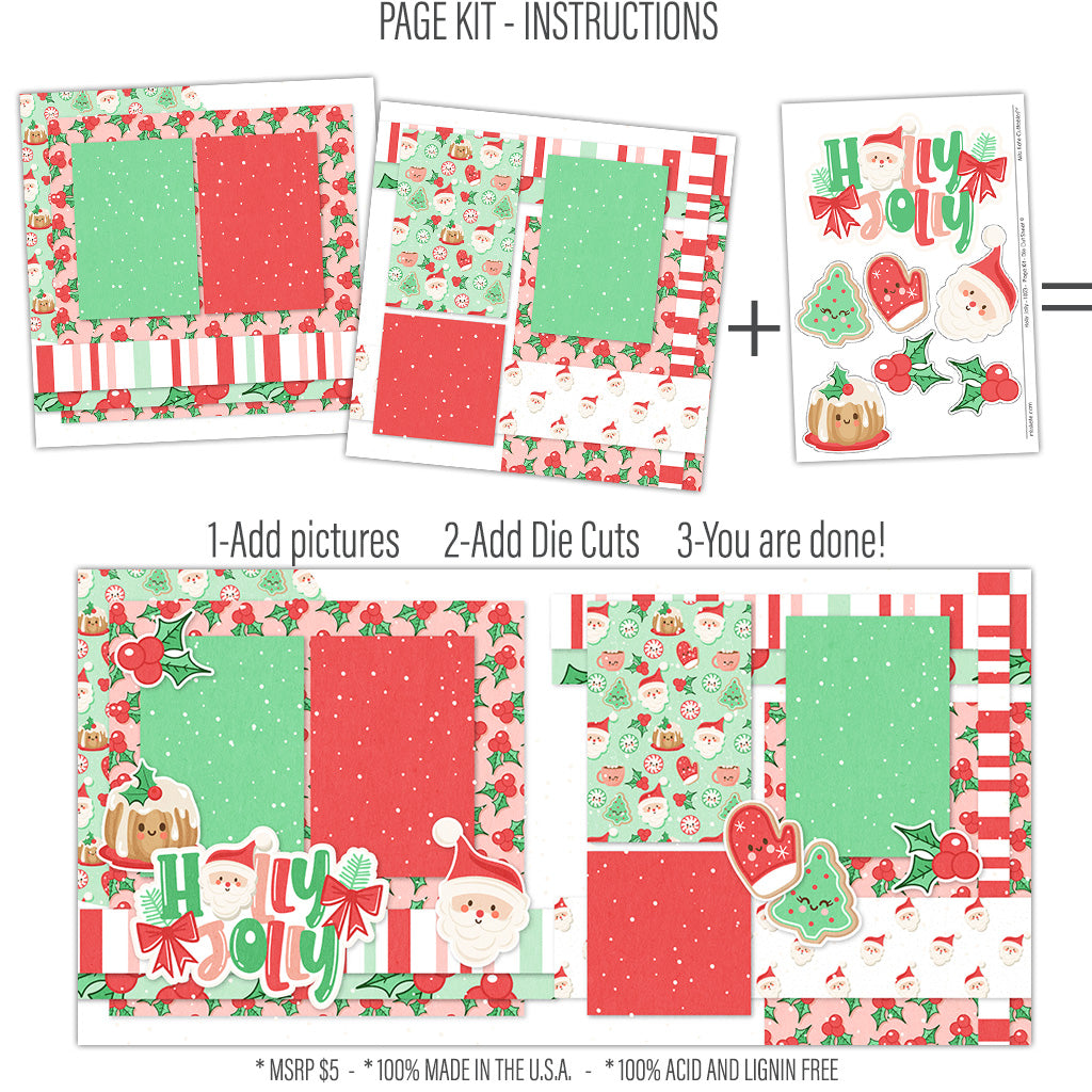 Holly Jolly - Christmas Scrapbook Page Kit -by Miss Kate Cuttables ...
