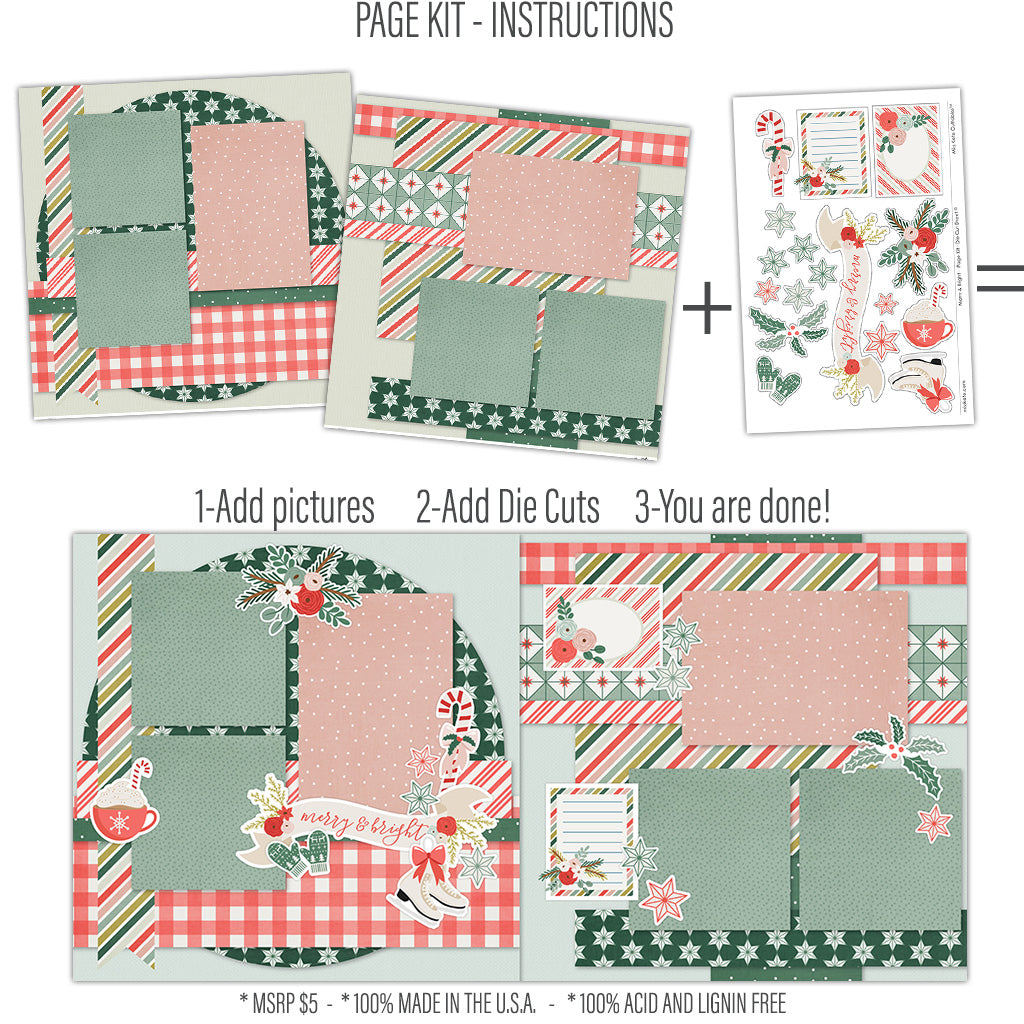 Merry & Bright - Love Memories Scrapbook 12x12 Page Kit – MISS KATE