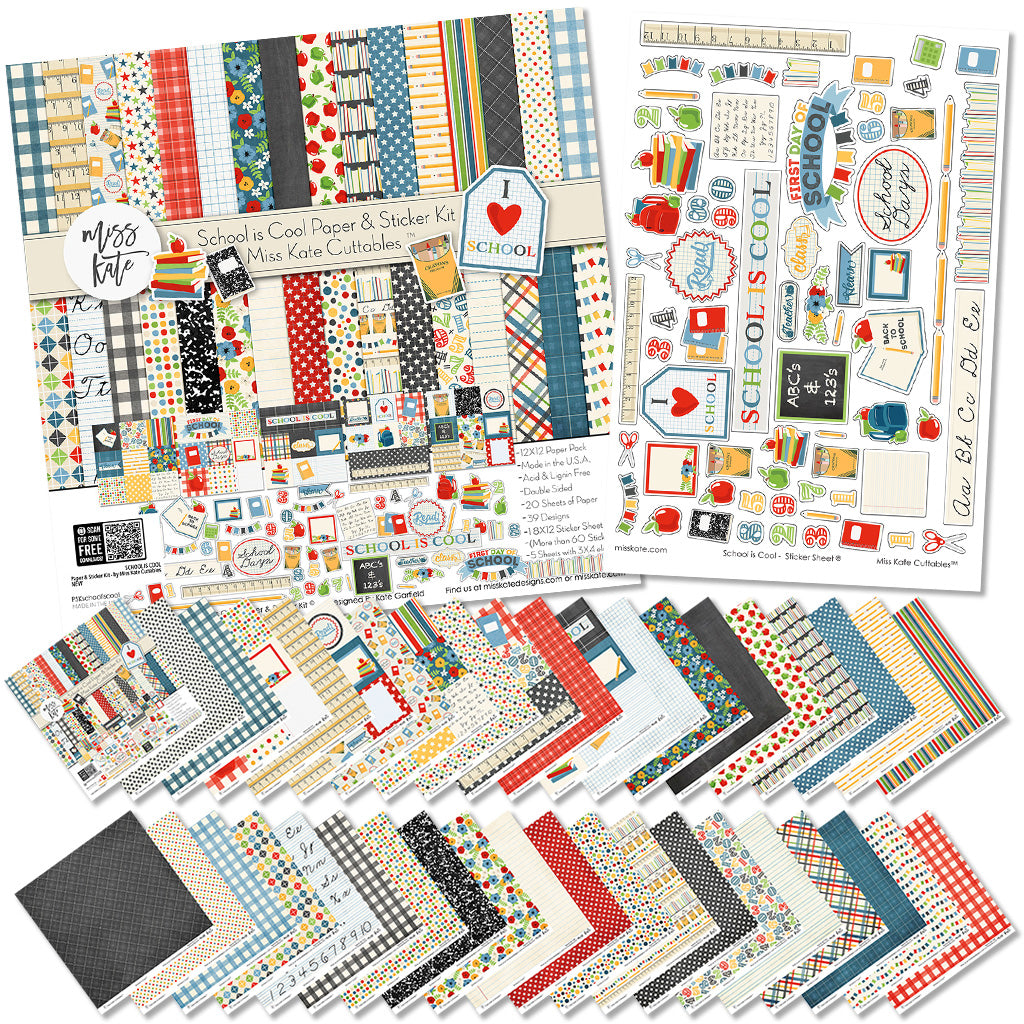 School is Cool Scrapbook Paper & Sticker Kit – MISS KATE