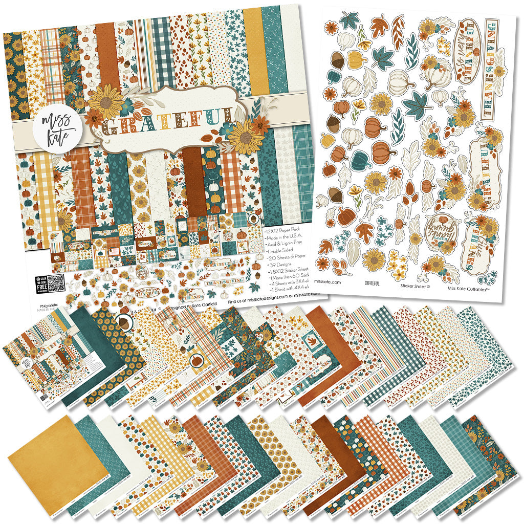 Grateful - Fall-Themed Papers & Stickers for Scrapbooking & Crafting ...