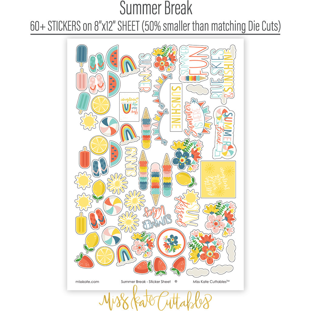 🌞 Summer Break Sticker Sheet 🌞 Vibrant Designs for Your Summer Fun ...