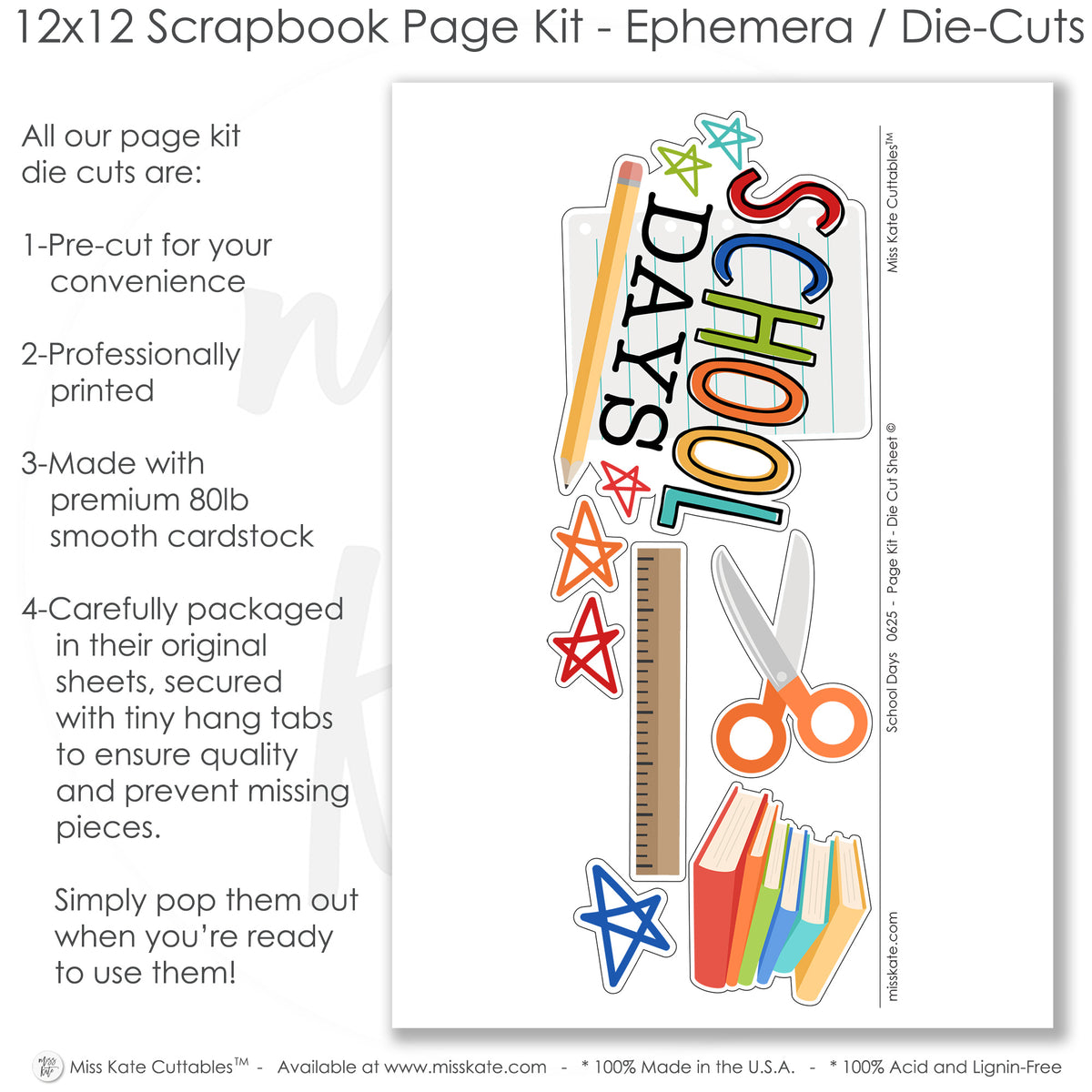 School Days - 12x12 Scrapbook Page Kit | Give Your Memories a Home ...