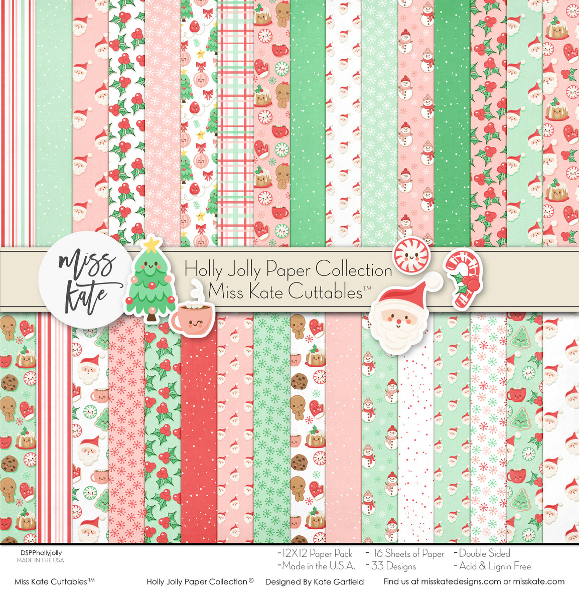Holly Jolly - Christmas Double-Sided Scrapbook Paper Pack 12x12 Miss ...