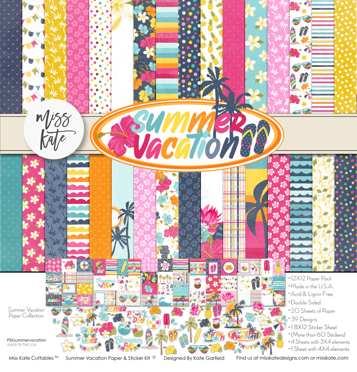 Summer Vacation Scrapbook Paper & Sticker Kit – MISS KATE