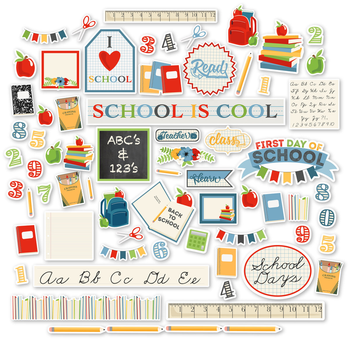 School is Cool Scrapbook Paper & Sticker Kit – MISS KATE