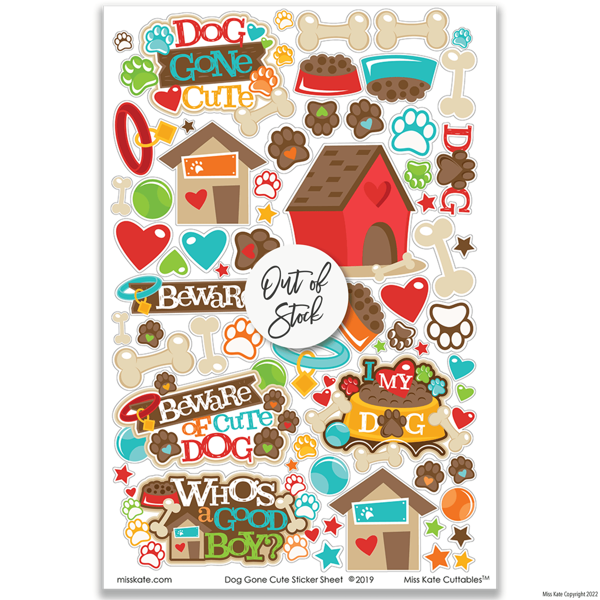 Dog Gone Cute - Sticker Sheet Stickers Pets, planner – MISS KATE