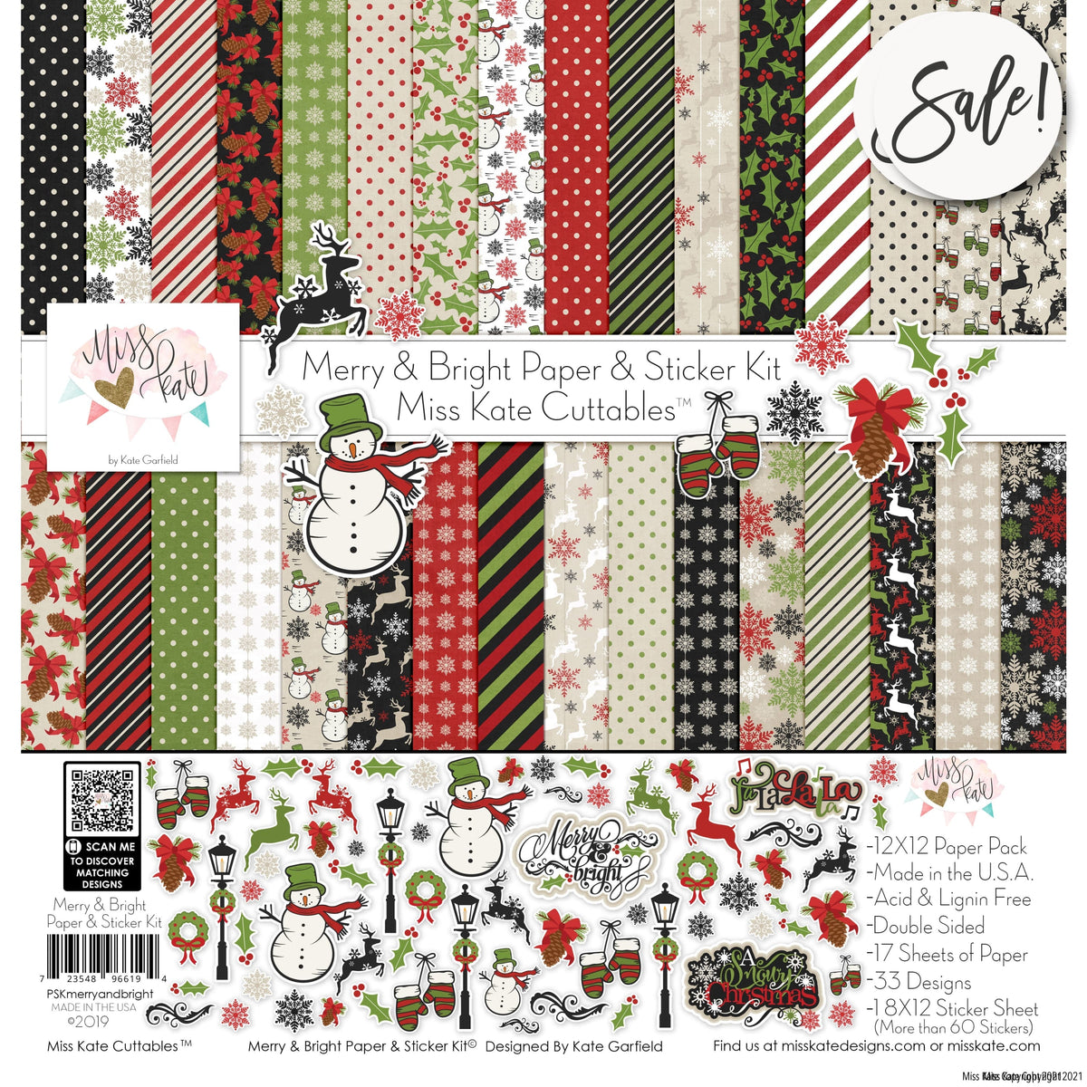 Merry and Bright - Paper & Sticker Kit 12x12 Scrapbook Paper & Planner ...