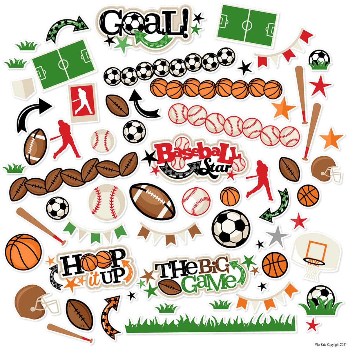 Sports Life - Die Cuts Die Cuts 60+ Sports Ephemera Cutouts – MISS KATE