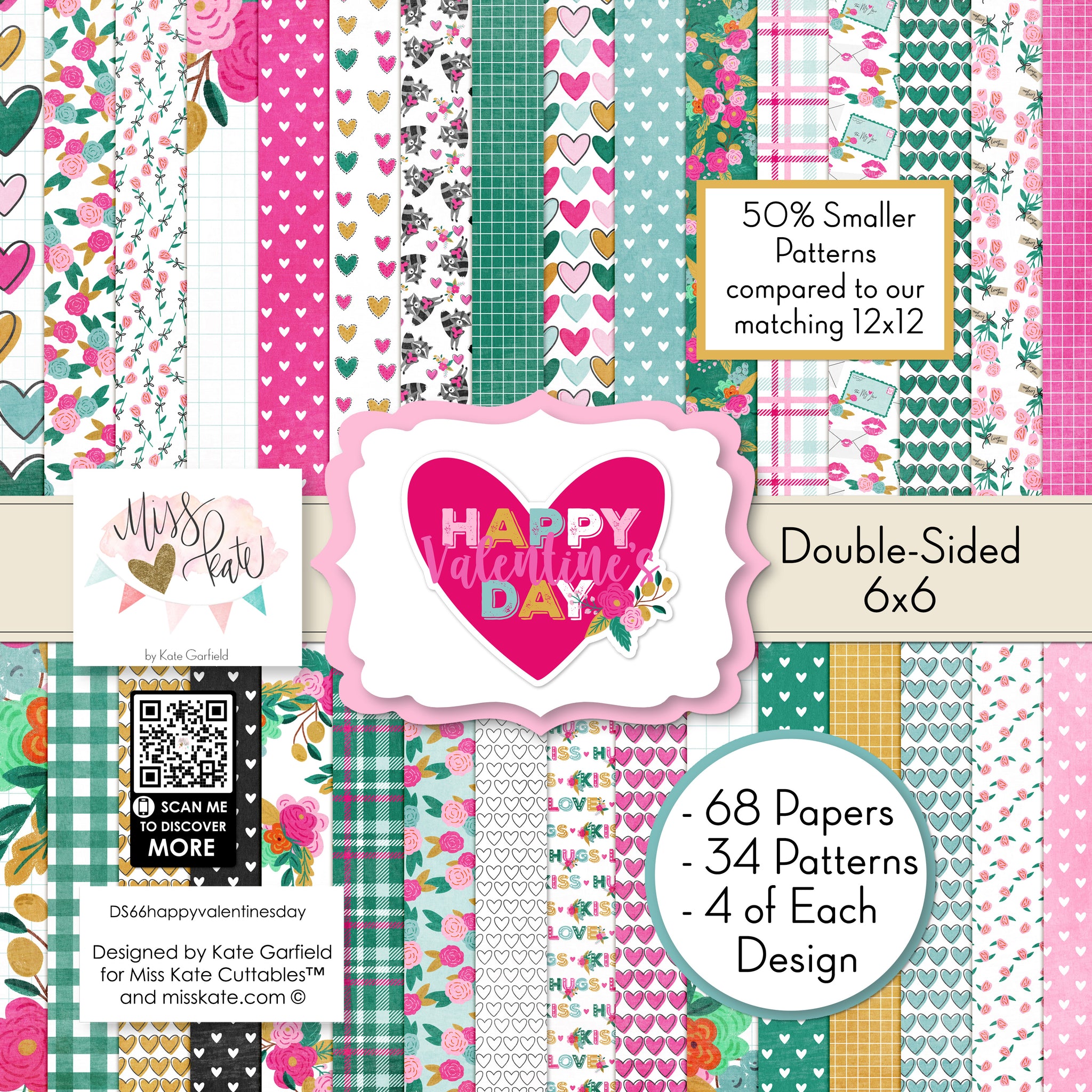 Happy Valentines Day - 6x6 Paper Pack | Miss Kate - Give Your Memories ...