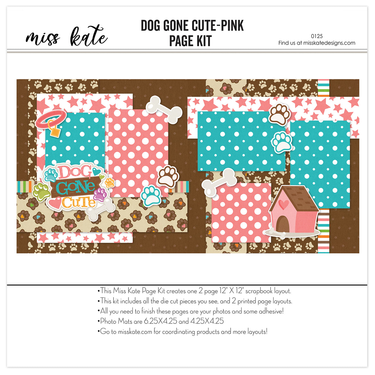 Dog Gone Cute Pink 12x12 Scrapbook Page Kit Give Your Memories a Home ...