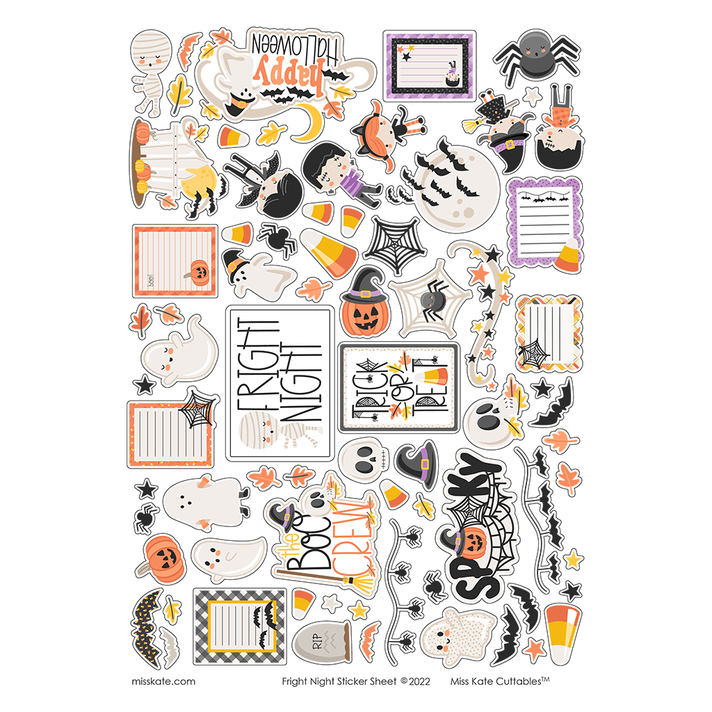 Fright Night Stickers- for halloween, ghosts, candy corn, moon – MISS KATE