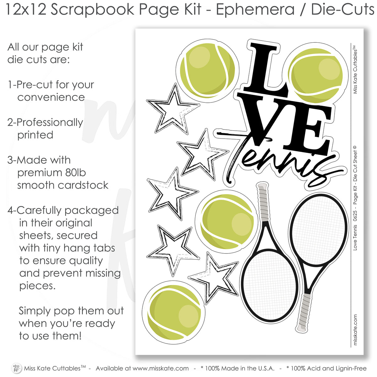 Love Tennis - 12x12 Scrapbook Page Kit | Give Your Memories a Home ...