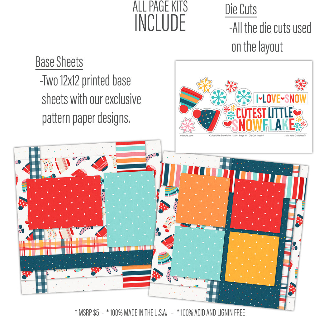 Cutest Little Snowflake - Christmas Scrapbook Page Kit-by Miss Kate ...