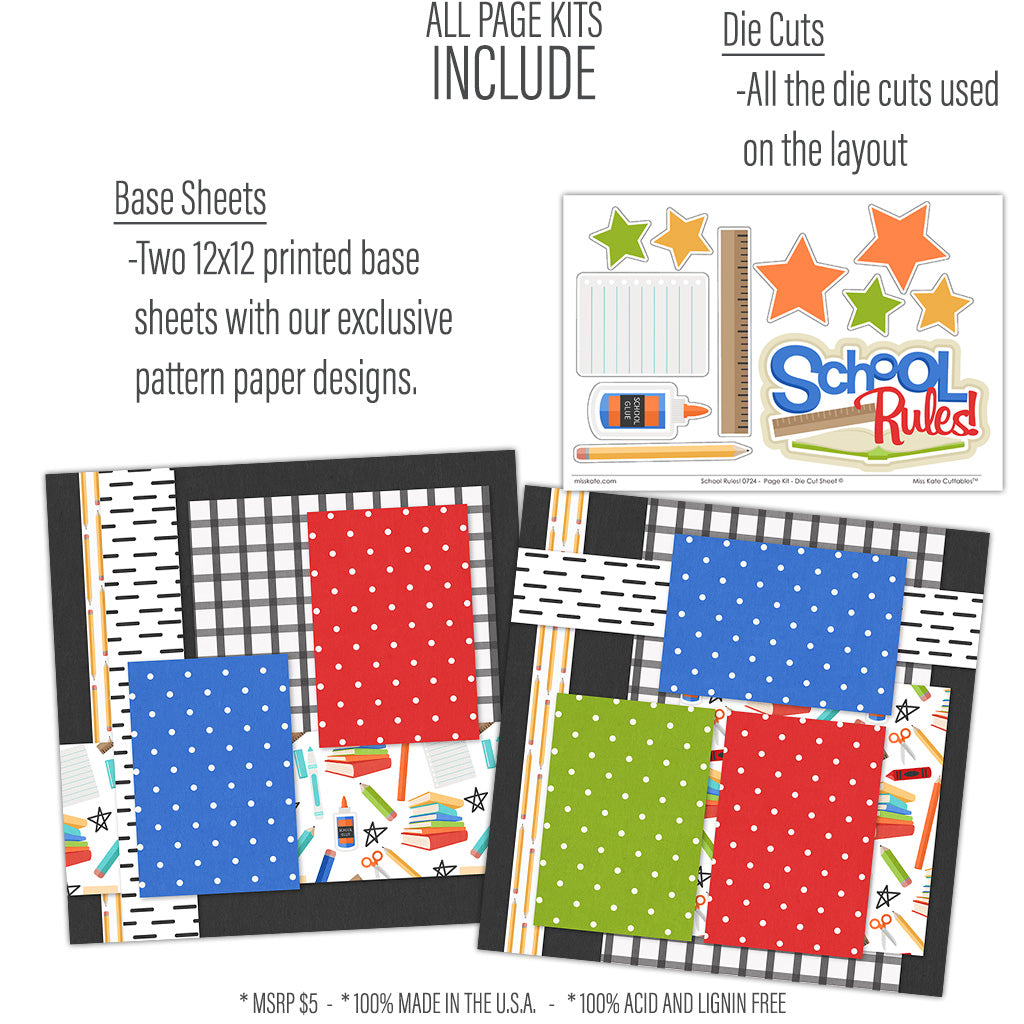School Rules - Scrapbook Page Kit-by Miss Kate Cuttables – MISS KATE
