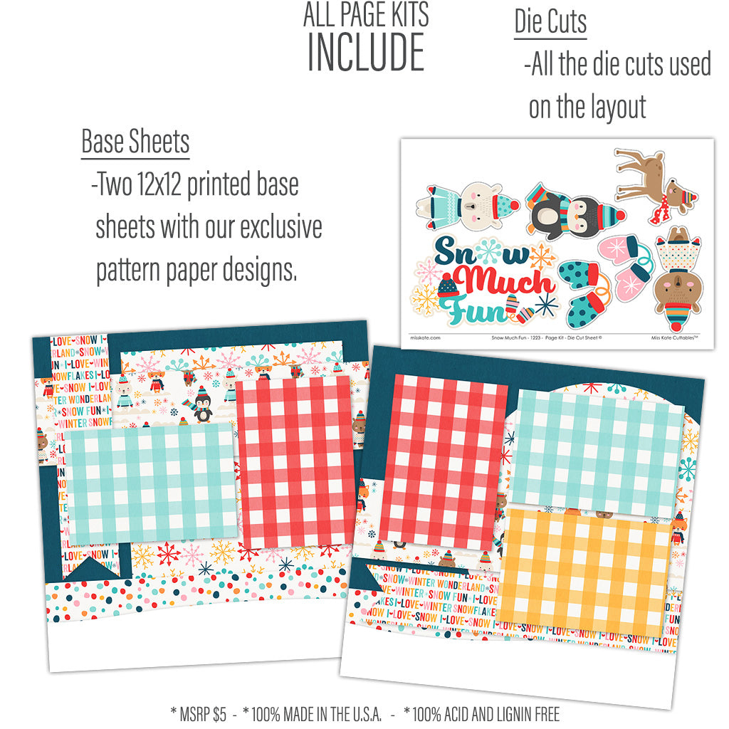 Snow Much Fun - Scrapbook Page Kit-by Miss Kate Cuttables – MISS KATE