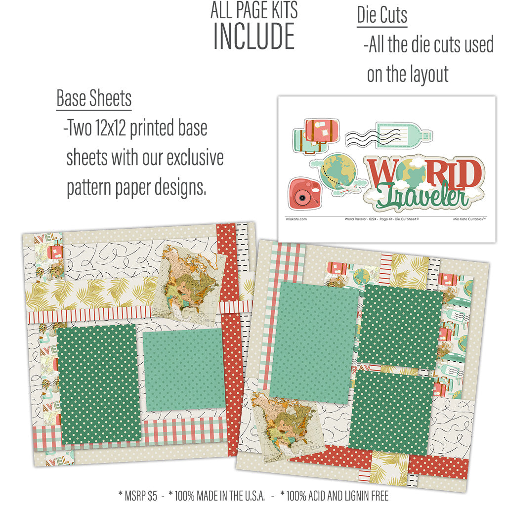 World Traveler - Scrapbook Page Kit-by Miss Kate Cuttables – MISS KATE