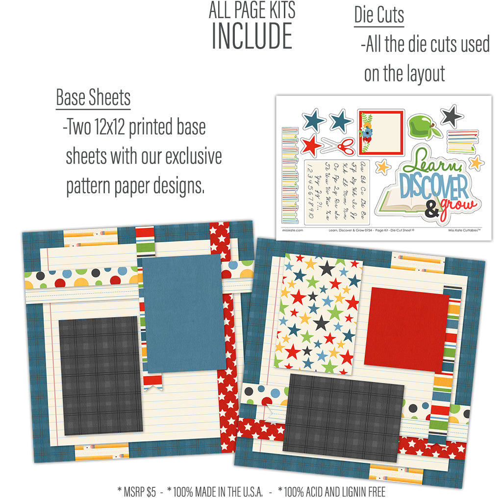 Learn, Discover & Grow- Scrapbook Page Kit-by Miss Kate Cuttables ...