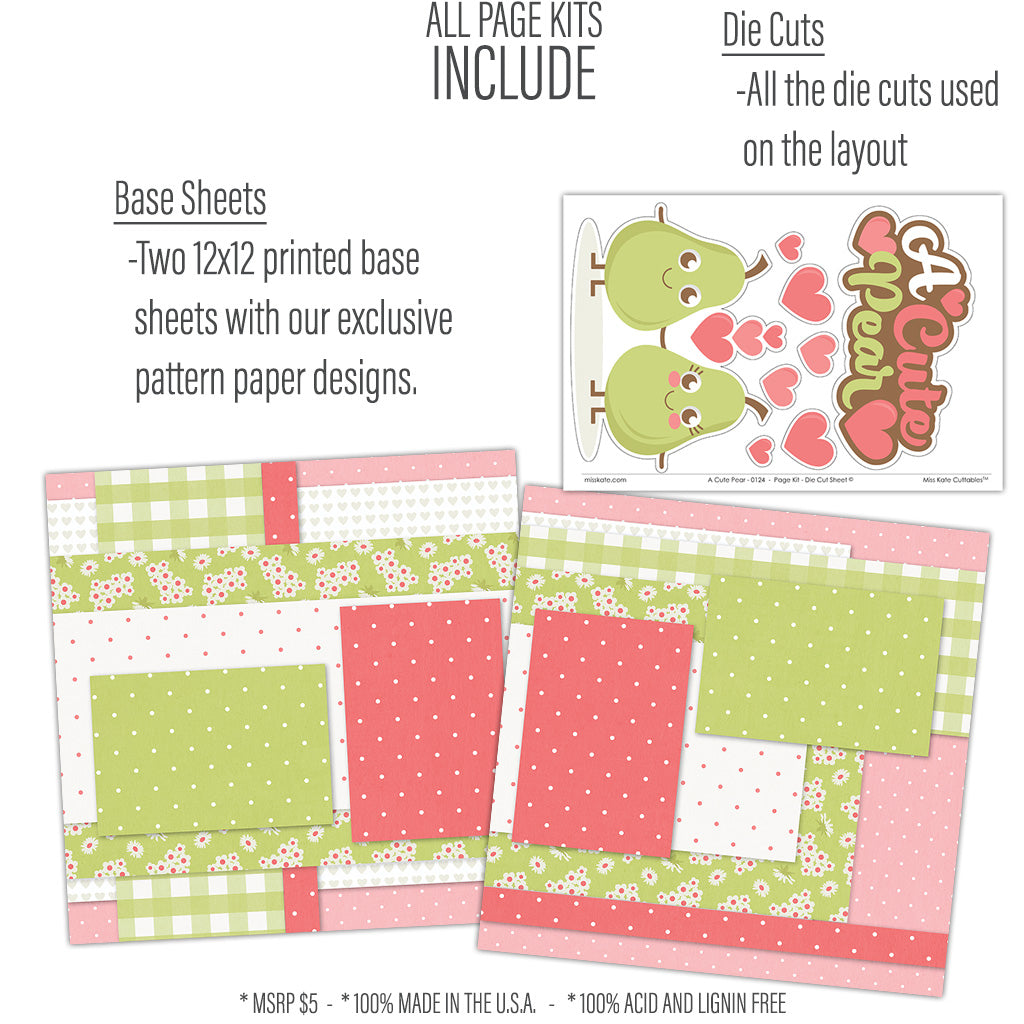 A Cute Pear Scrapbook Page Kit-by Miss Kate Cuttables – MISS KATE