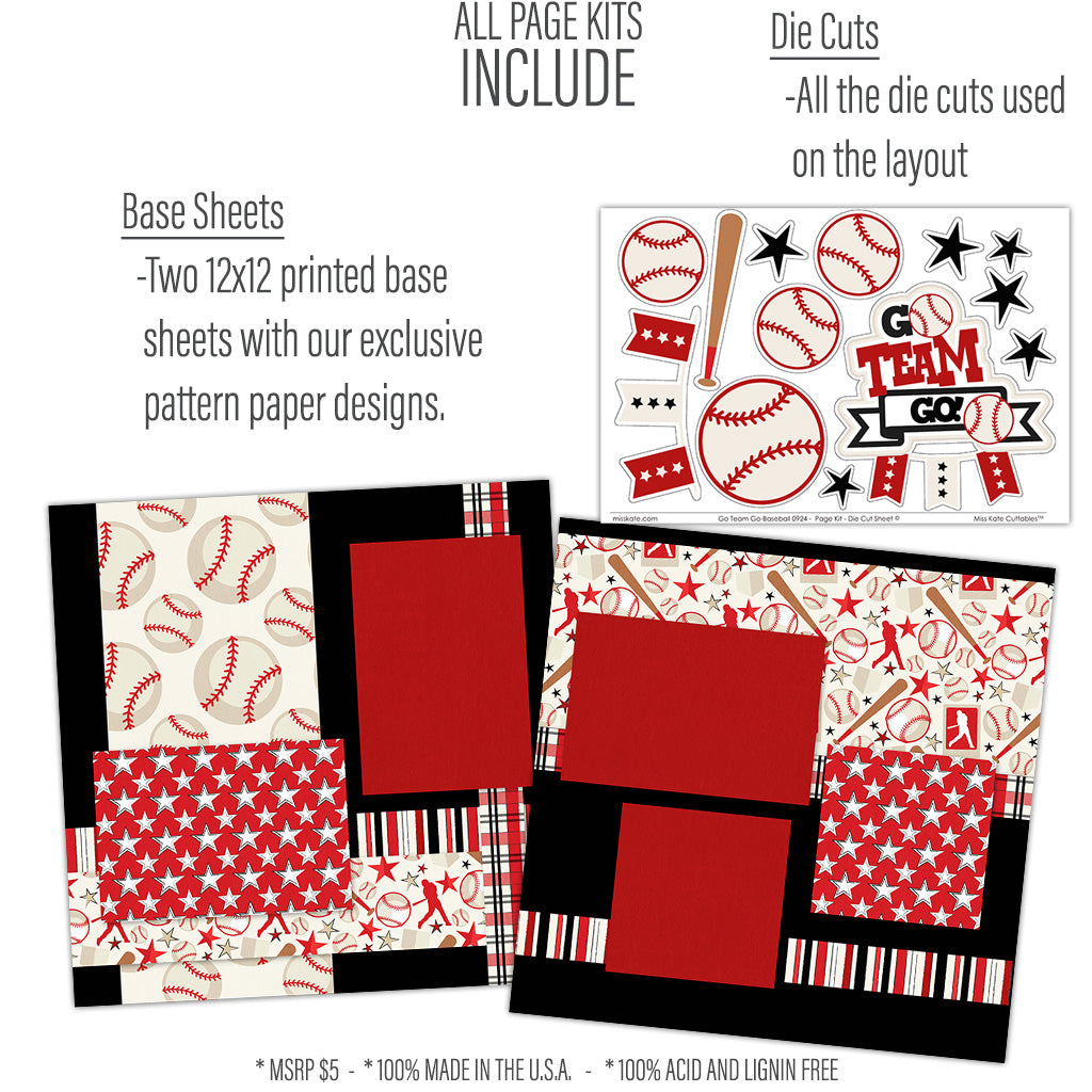 Go Team Go -Baseball - Scrapbook Page Kit-by Miss Kate Cuttables – MISS ...