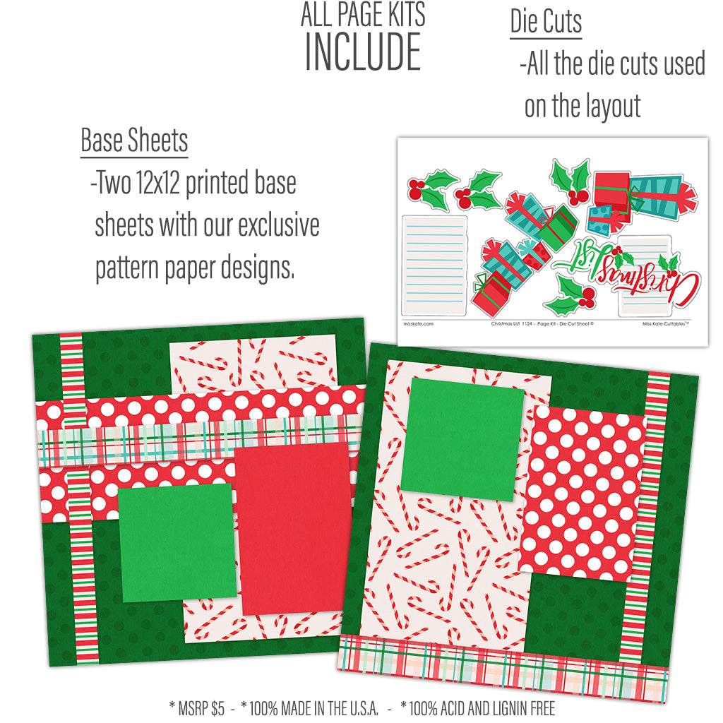 Christmas List - Scrapbook Page Kit-by Miss Kate Cuttables – MISS KATE