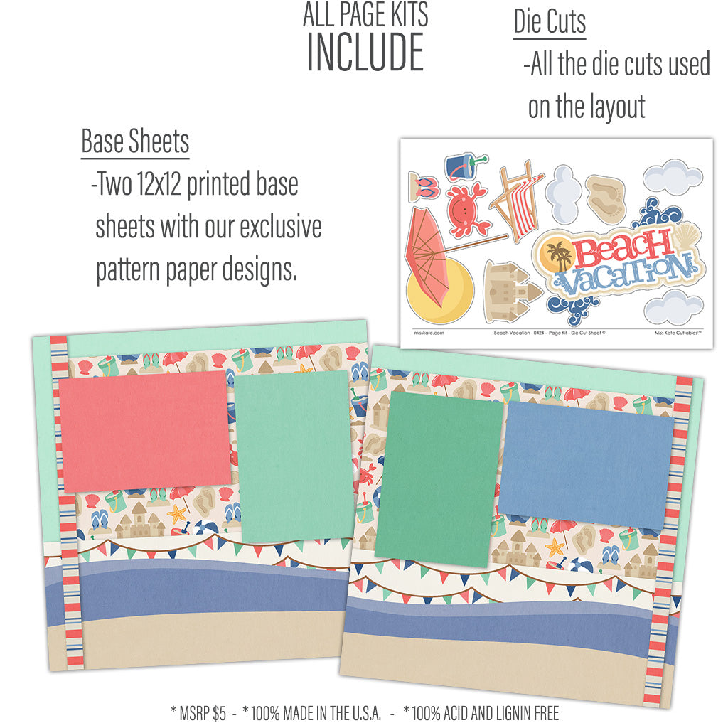Beach Vacation - Scrapbook Page Kit-by Miss Kate Cuttables – MISS KATE