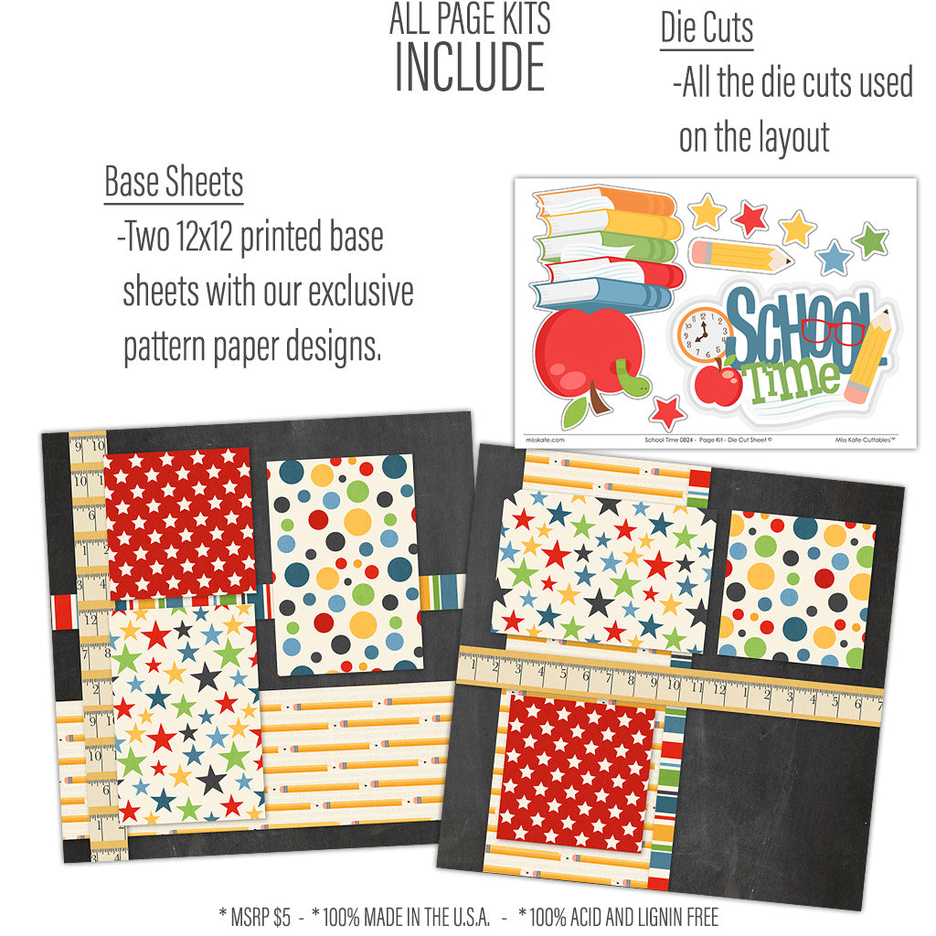 School Time - Scrapbook Page Kit-by Miss Kate Cuttables – MISS KATE