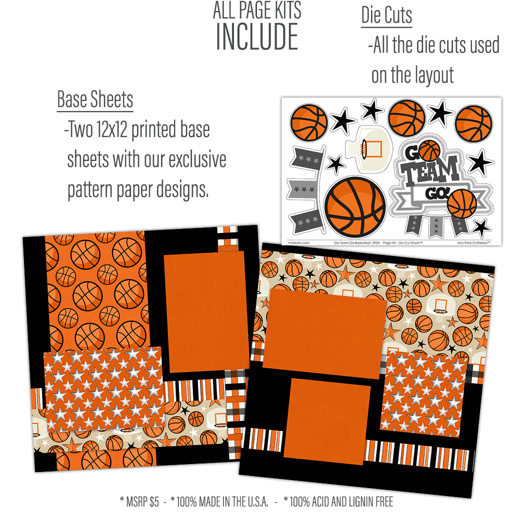 Go Team Go -Basketball - Scrapbook Page Kit-by Miss Kate Cuttables ...
