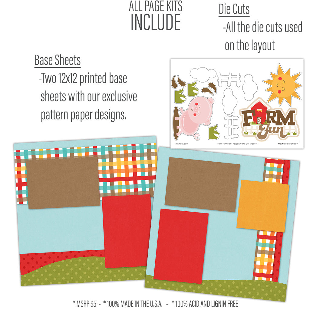 Farm Fun - Scrapbook Page Kit-by Miss Kate Cuttables – MISS KATE