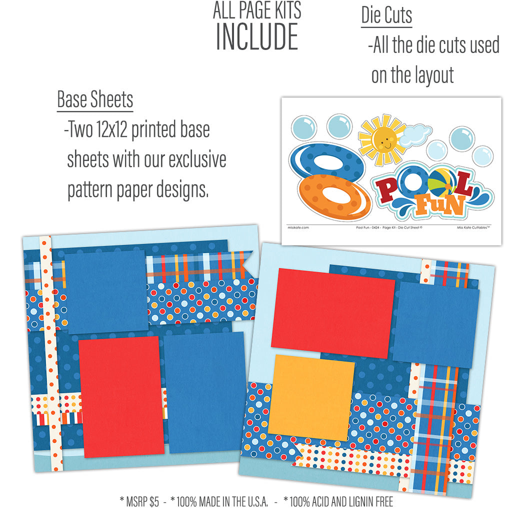 Pool Fun - Scrapbook Page Kit-by Miss Kate Cuttables – MISS KATE