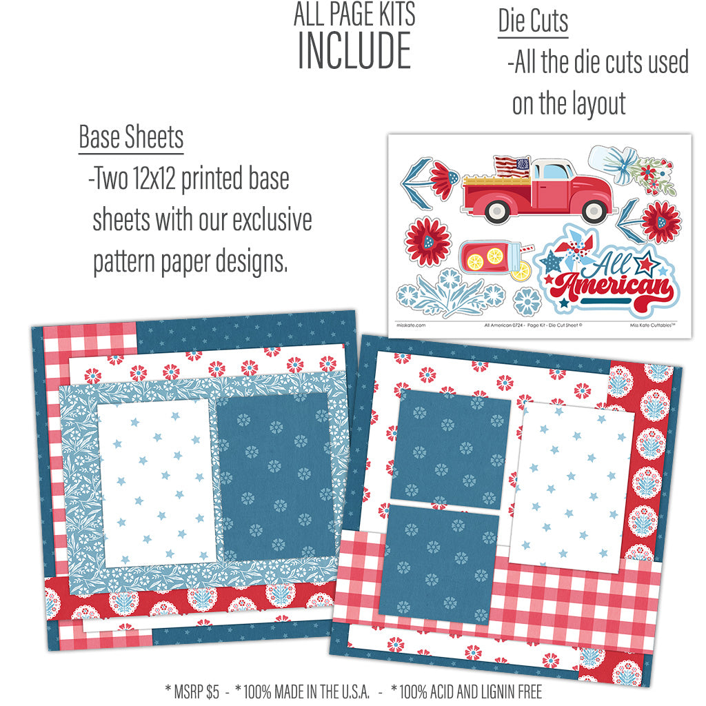 All American- Scrapbook Page Kit-by Miss Kate Cuttables – MISS KATE