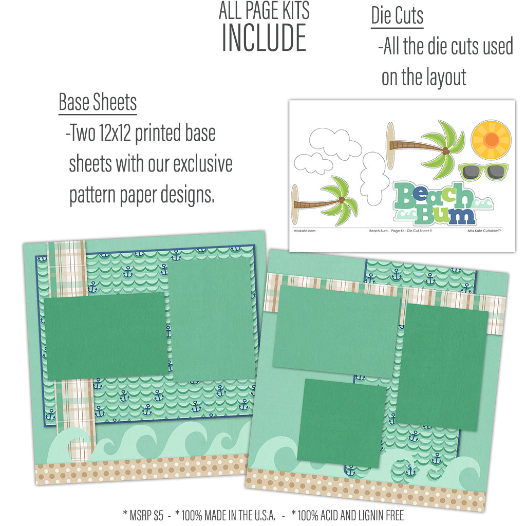 Beach Bum - Scrapbook Page Kit-by Miss Kate Cuttables – MISS KATE