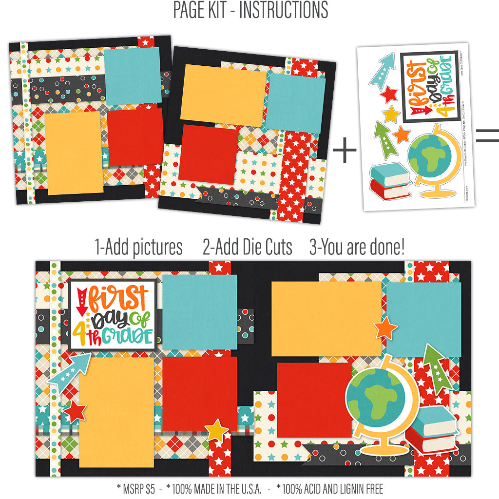 First Day or 4th Grade - Scrapbook Page Kit-by Miss Kate Cuttables ...