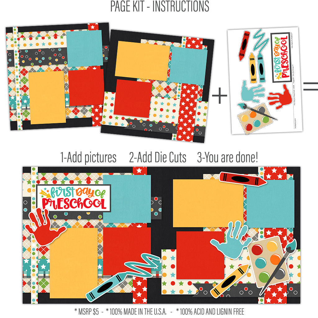 First Day of Preschool- Scrapbook Page Kit-by Miss Kate Cuttables ...