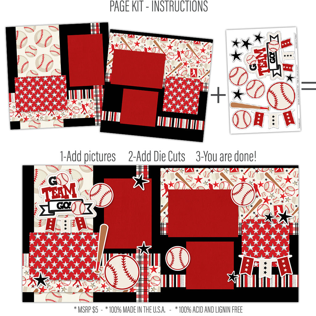 Go Team Go -Baseball - Scrapbook Page Kit-by Miss Kate Cuttables – MISS ...