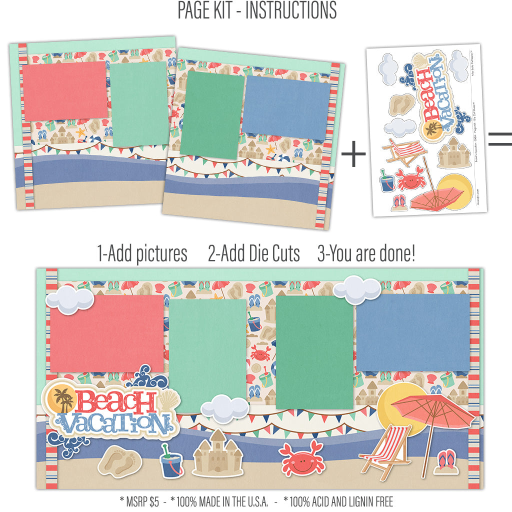 Beach Vacation - Scrapbook Page Kit-by Miss Kate Cuttables – MISS KATE