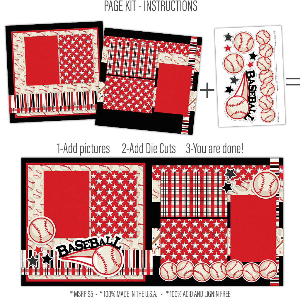 Baseball Scrapbook Page Kit -by Miss Kate Cuttables – MISS KATE