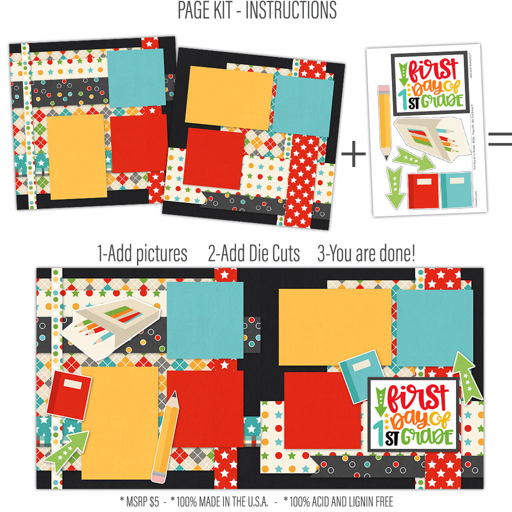 First Day of 1st Grade - Scrapbook Page Kit-by Miss Kate Cuttables ...