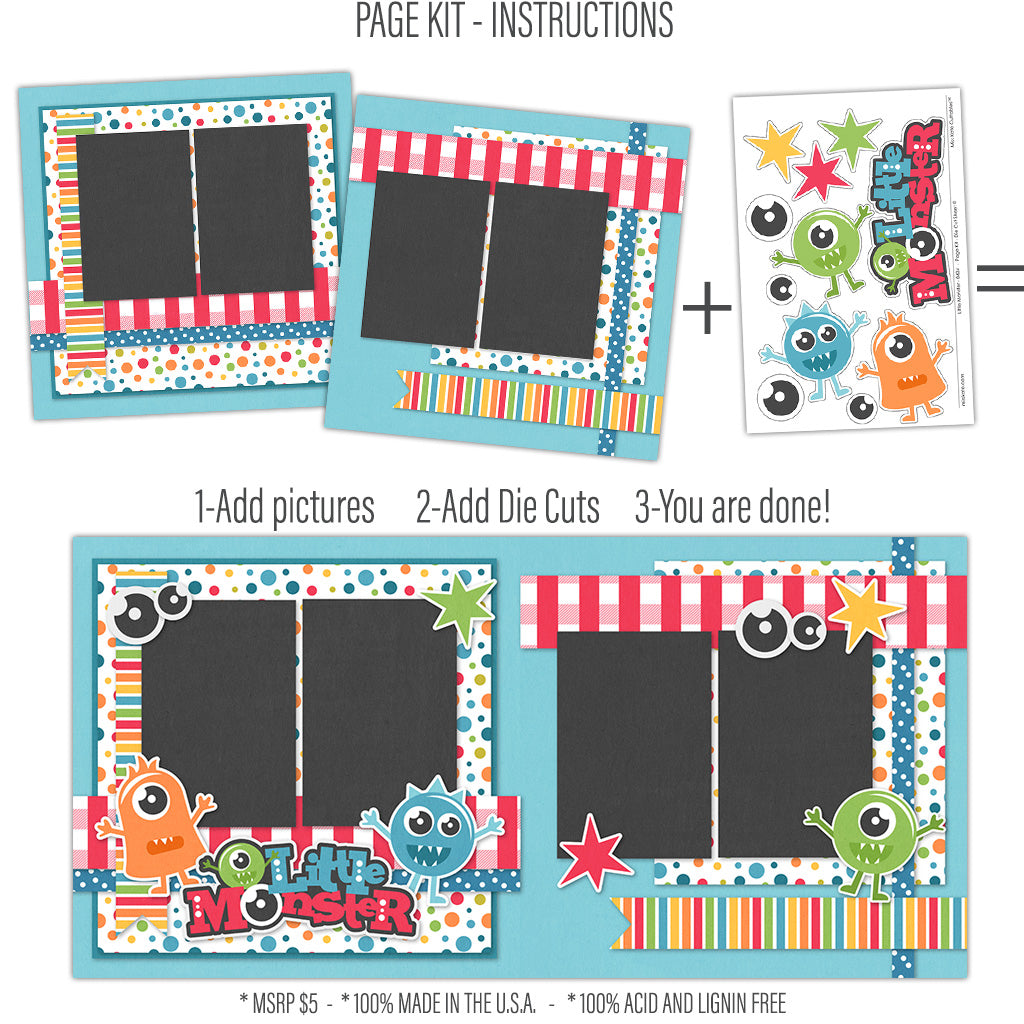 Little Monster - Scrapbook Page Kit-by Miss Kate Cuttables – MISS KATE
