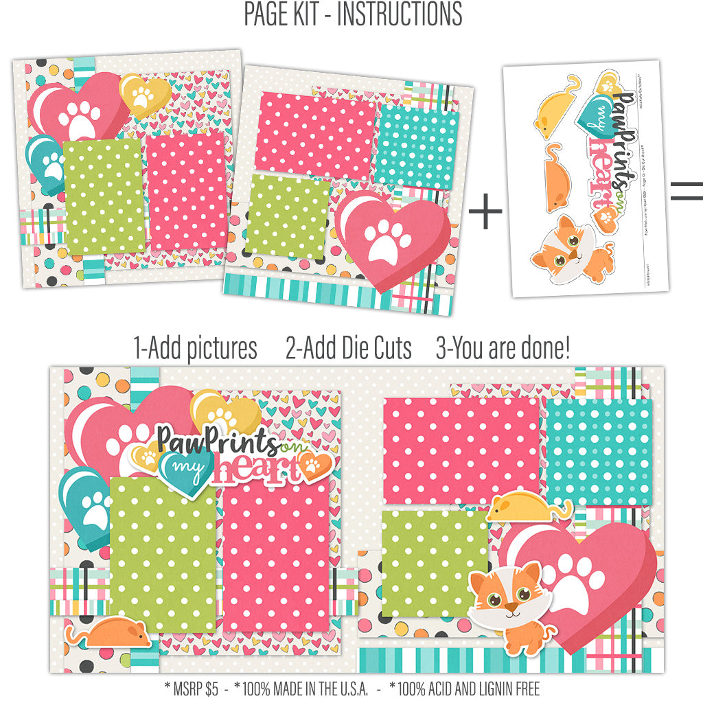 Paw Prints on my Heart- Scrapbook Page Kit-by Miss Kate Cuttables ...
