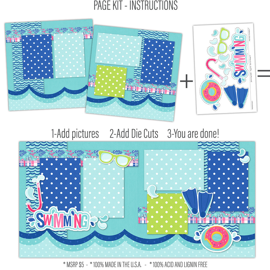 Swimming - Scrapbook Page Kit-by Miss Kate Cuttables – MISS KATE