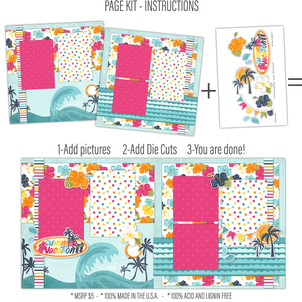 Summer Vacation- Scrapbook Page Kit-by Miss Kate Cuttables – MISS KATE