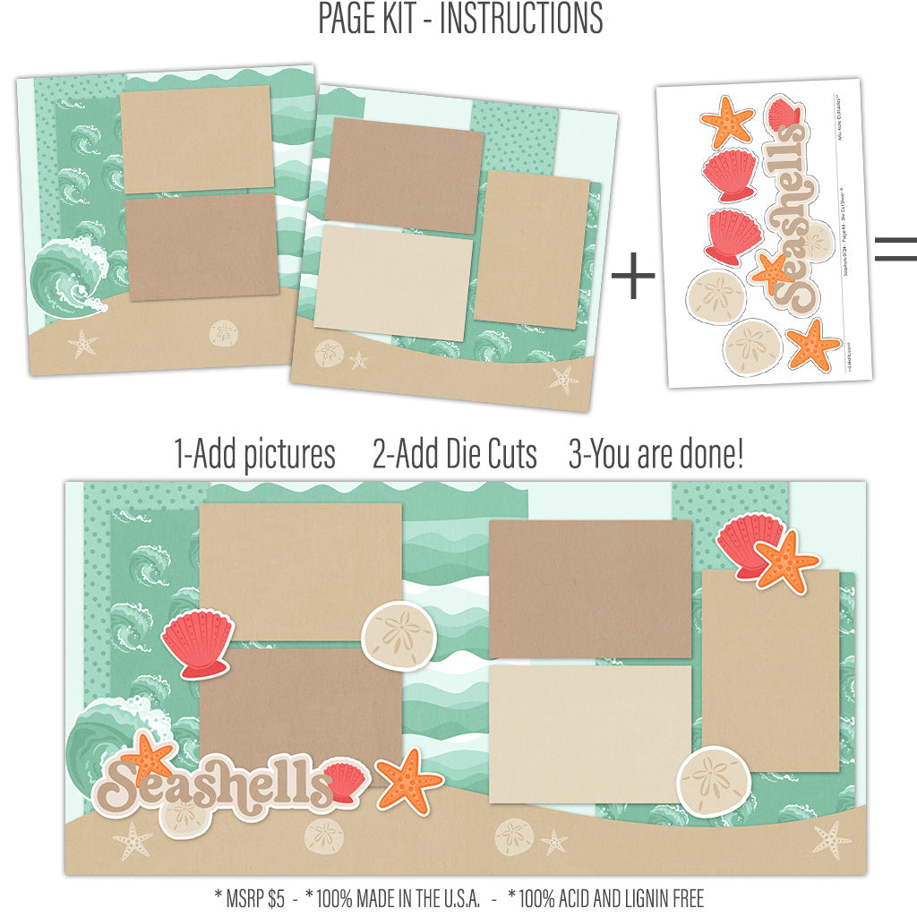 Seashells - Scrapbook Page Kit-by Miss Kate Cuttables – MISS KATE