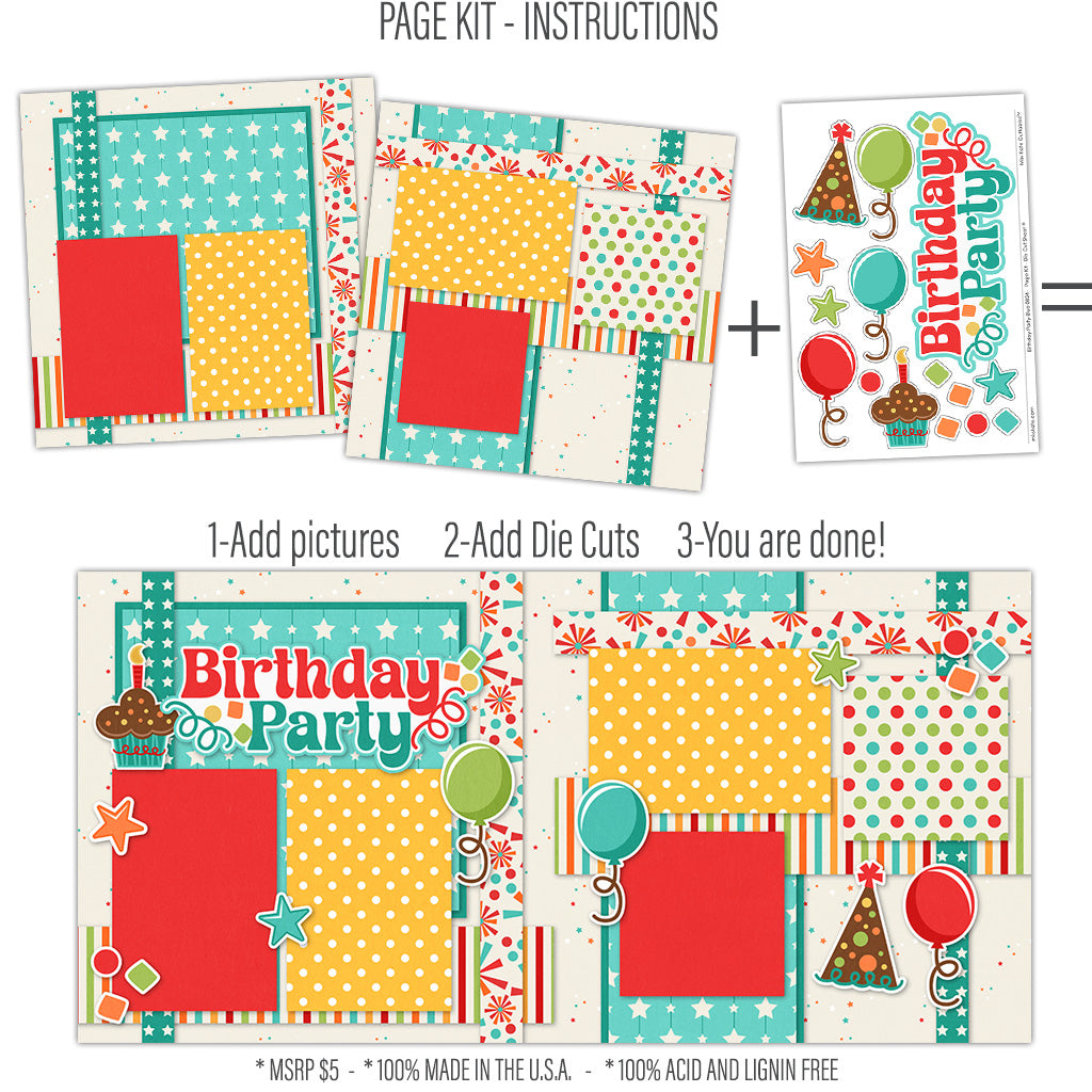 Birthday Party - Scrapbook Page Kit-by Miss Kate Cuttables – MISS KATE